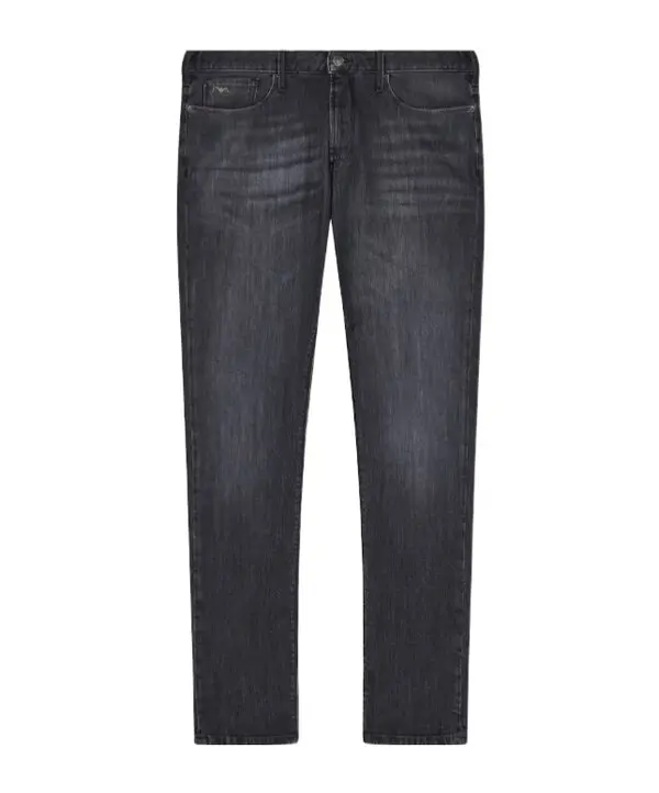 Emporio Armani Logo-plaque Faded Jeans - Grey