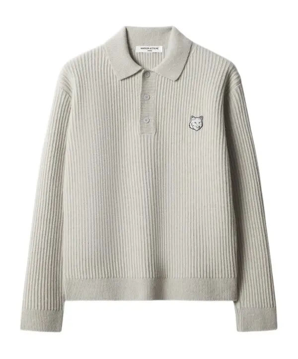 Maison Kitsuné Long-sleeved Knit Polo Shirt