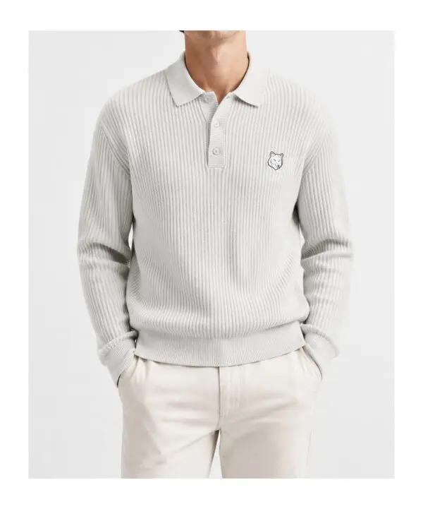 Maison Kitsuné Long-sleeved Knit Polo Shirt