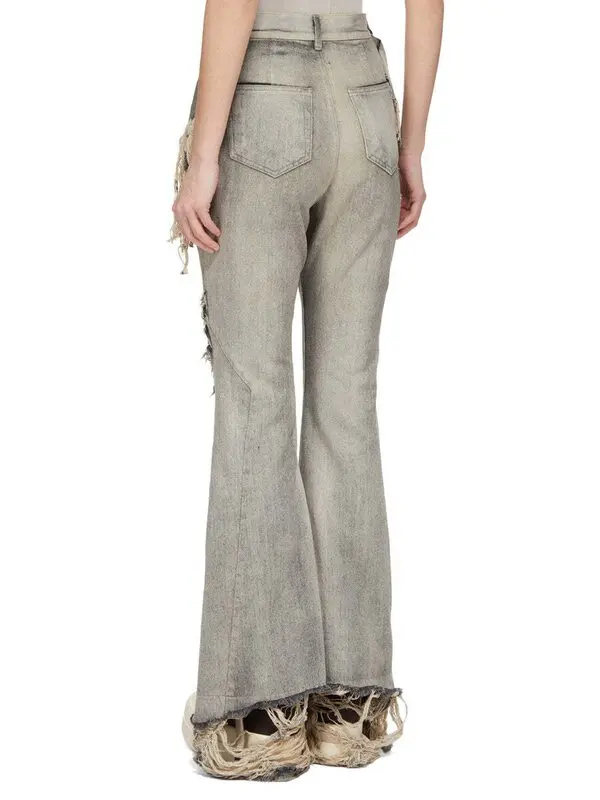 Rick Owens Fringe-trimmed Bootcut Jeans - Mineral