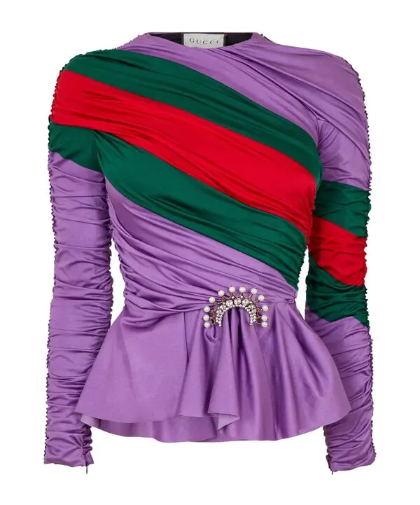 Gucci Colourblock Twisted Draped Peplum Top