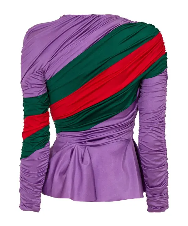 Gucci Colourblock Twisted Draped Peplum Top