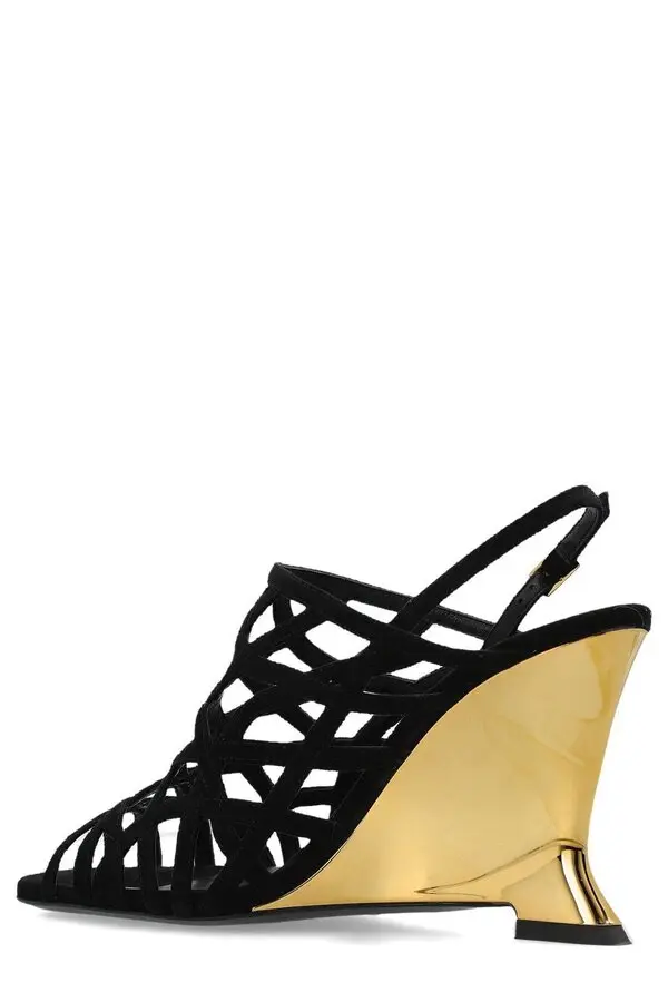 Balmain Cutout Wedge Heeled Sandals