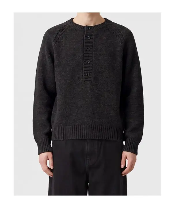 Our Legacy Shore Henley Knitted Sweater - Charcoal Gray