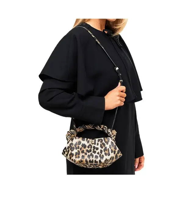 GANNI Leopard Print Handbag - Black