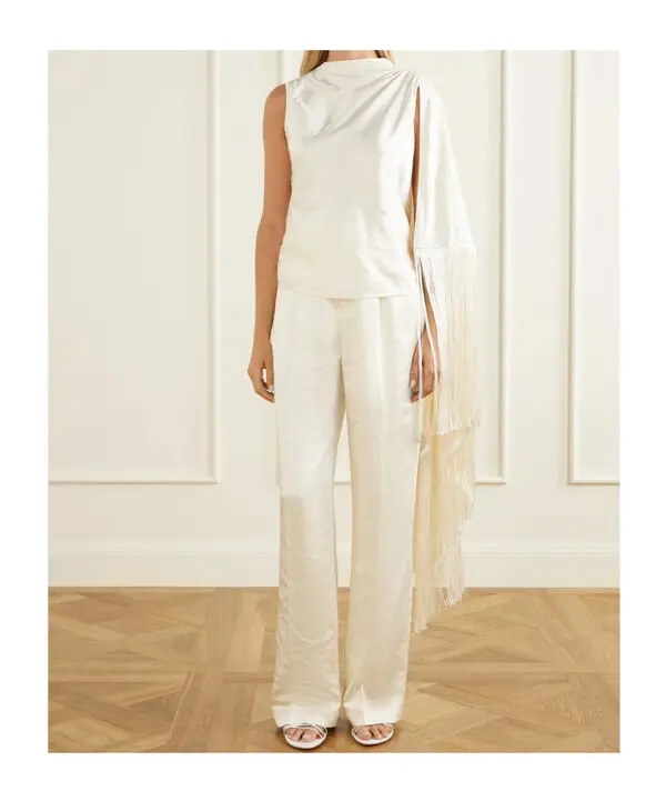 SELF-PORTRAIT Asymmetrical Patchwork Top With Tassel Trim