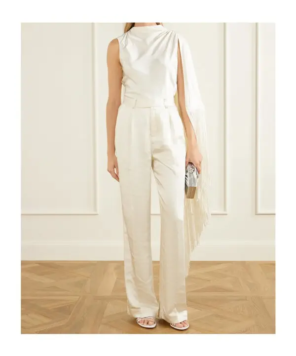 SELF-PORTRAIT Asymmetrical Patchwork Top With Tassel Trim