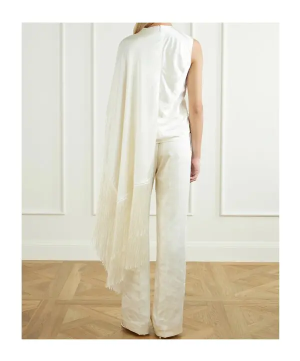 SELF-PORTRAIT Asymmetrical Patchwork Top With Tassel Trim
