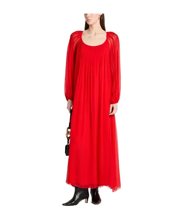 Chloé Long-sleeved Pleated Dress
