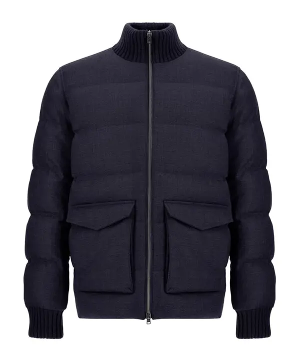 Herno Long-sleeved Down Jacket - Navy Blue