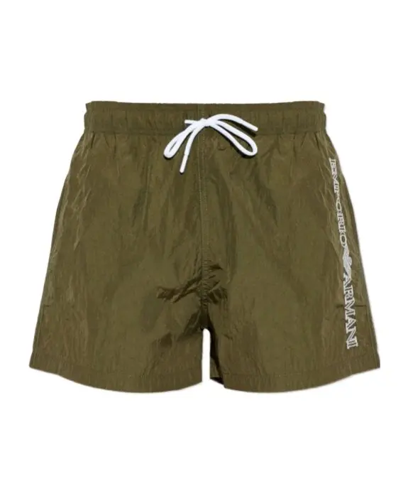 Emporio Armani Logo Patch Drawstring Swim Shorts
