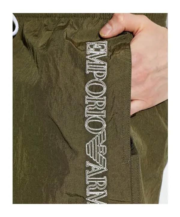 Emporio Armani Logo Patch Drawstring Swim Shorts