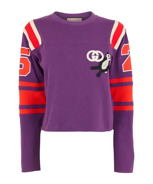Gucci Crewneck Cropped Sweatshirt - Purple
