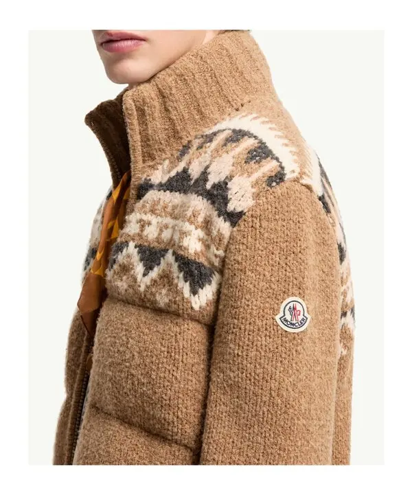 Moncler Geometric Bouclé Down Cardigan