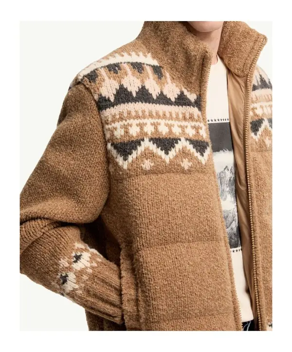 Moncler Geometric Bouclé Down Cardigan