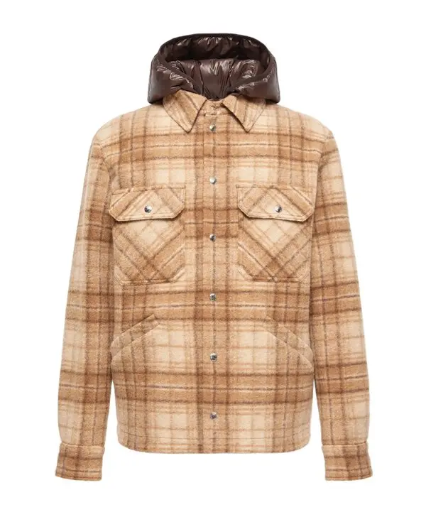 Moncler Nyvalin 3-in-1 Hooded Flannel Down Jacket - Beige