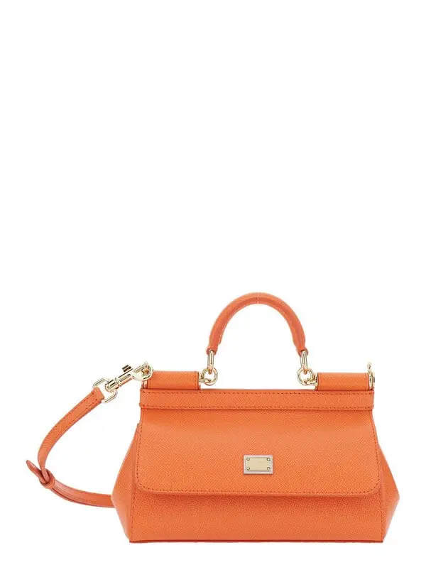 Dolce & Gabbana Sicily' Handbag With Adjustable And Removable Shoulder Strap And Logo Plate On The Front In Leather For - Orange