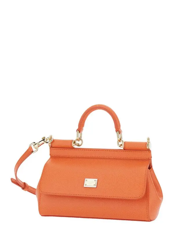 Dolce & Gabbana Sicily' Handbag With Adjustable And Removable Shoulder Strap And Logo Plate On The Front In Leather For - Orange