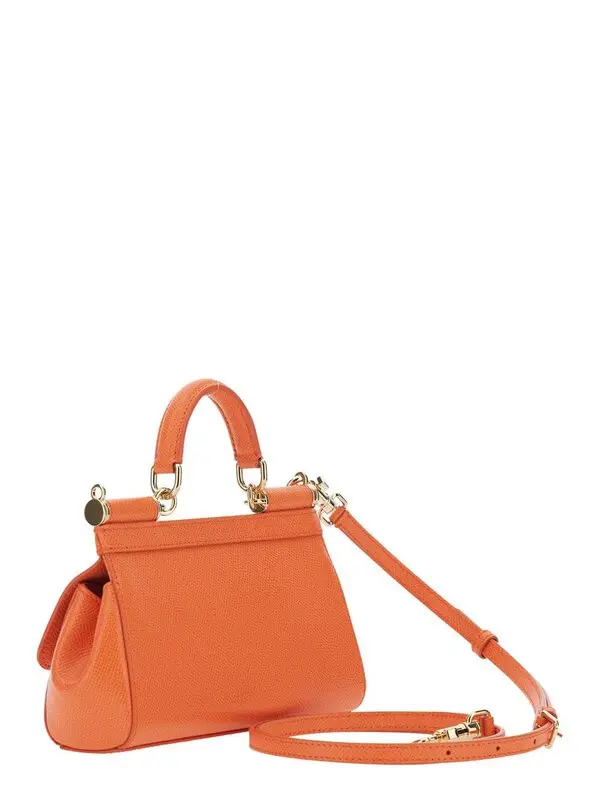 Dolce & Gabbana Sicily' Handbag With Adjustable And Removable Shoulder Strap And Logo Plate On The Front In Leather For - Orange