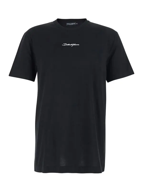 Dolce & Gabbana T-shirt 'g8rn8zg7p0cn0000' With Logo On The Front In Cotton For - Black