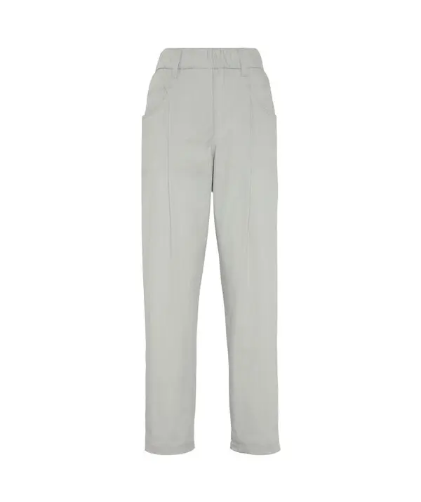 Brunello Cucinelli Straight-leg Cotton Trousers - Medium Gray