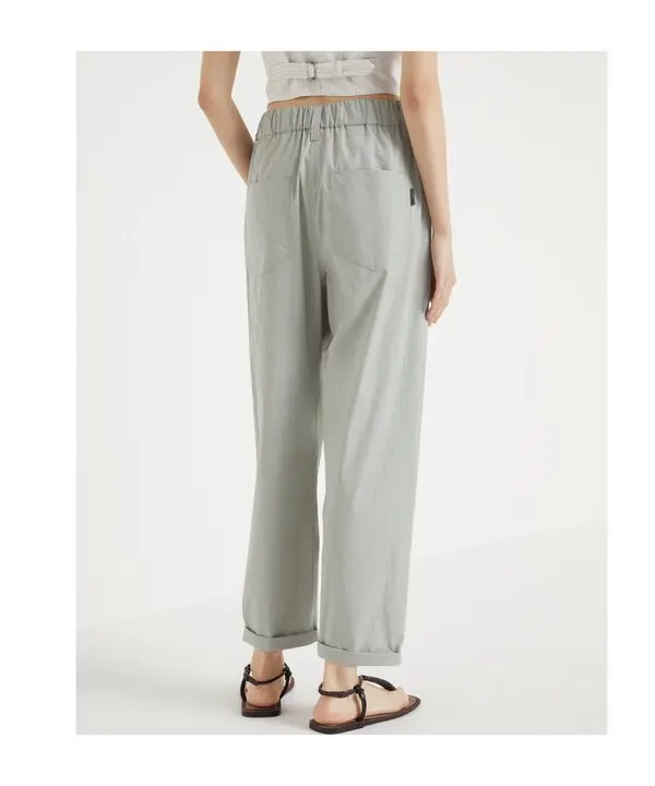 Brunello Cucinelli Straight-leg Cotton Trousers - Medium Gray