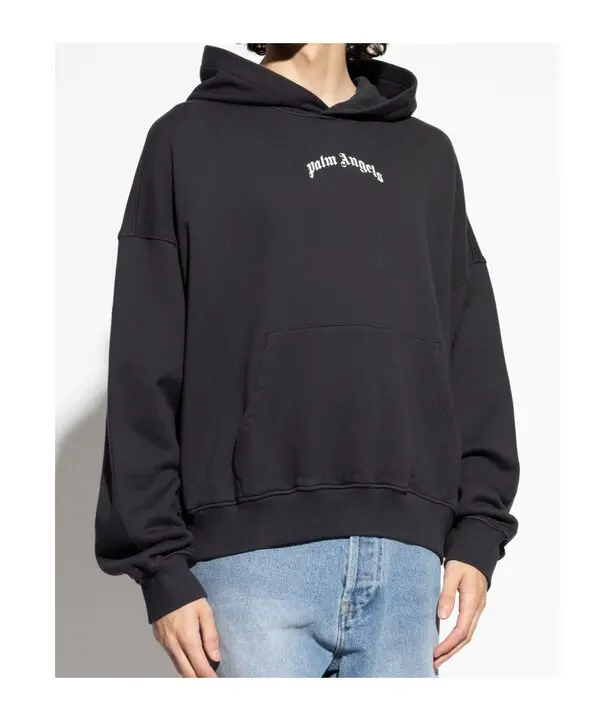 Palm Angels Back Curved Logo Loose Hoodie