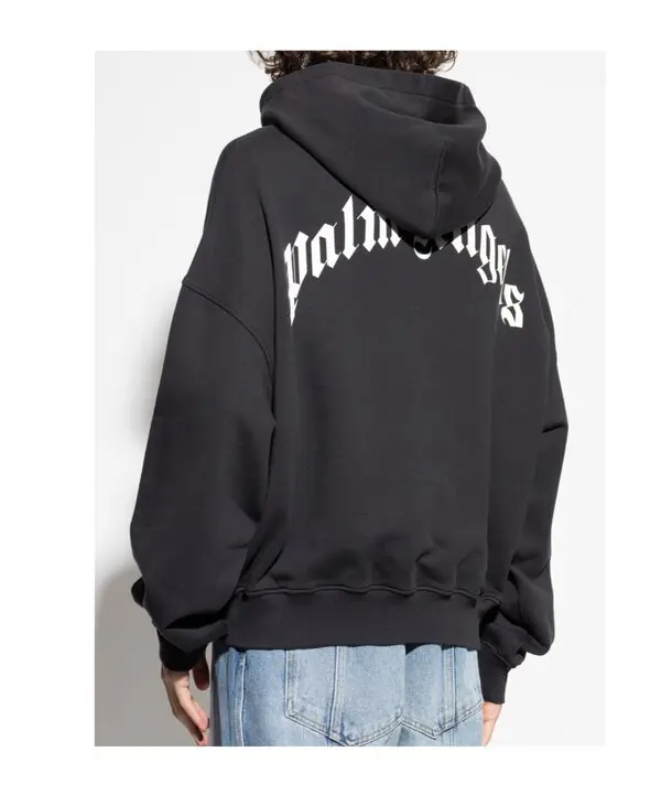 Palm Angels Back Curved Logo Loose Hoodie