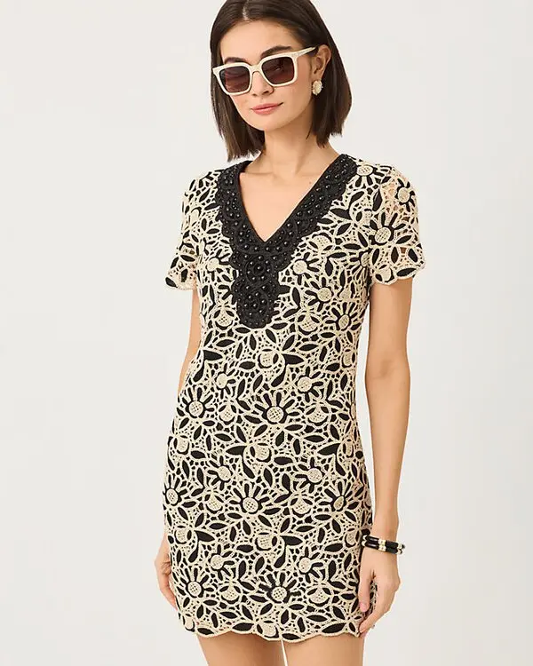 Lilly Pulitzer® Charla Dress In Straight Fit, Short Sleeves - Coconut