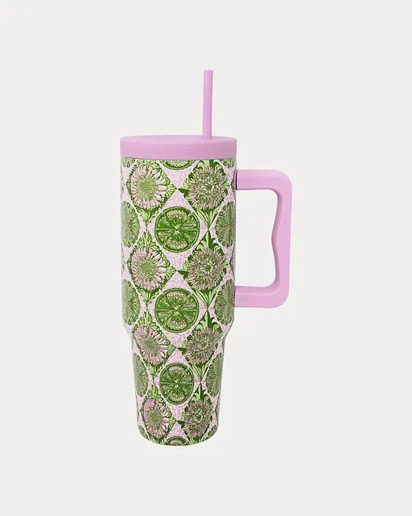 Lilly Pulitzer® Stainless Steel Tumbler In Reusable Straw - Pink