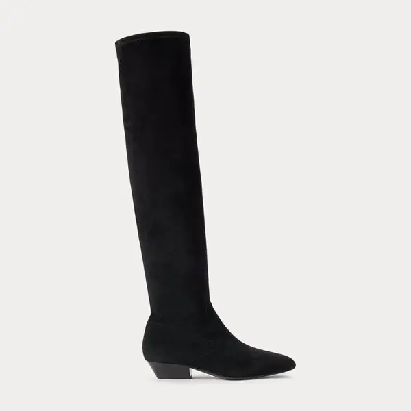Ralph Lauren Weslee Sheep-suede Tall Boot - Black