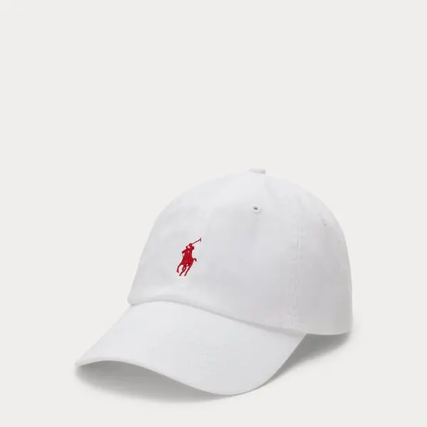 Ralph Lauren The Iconic Cotton Chino Ball Cap - White/red