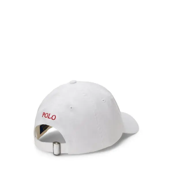 Ralph Lauren The Iconic Cotton Chino Ball Cap - White/red