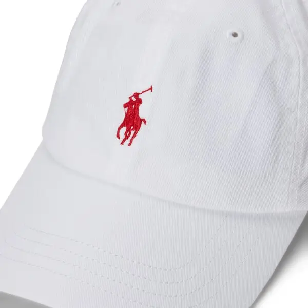 Ralph Lauren The Iconic Cotton Chino Ball Cap - White/red