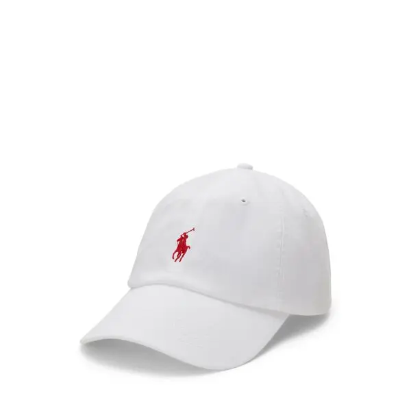 Ralph Lauren The Iconic Cotton Chino Ball Cap - White/red