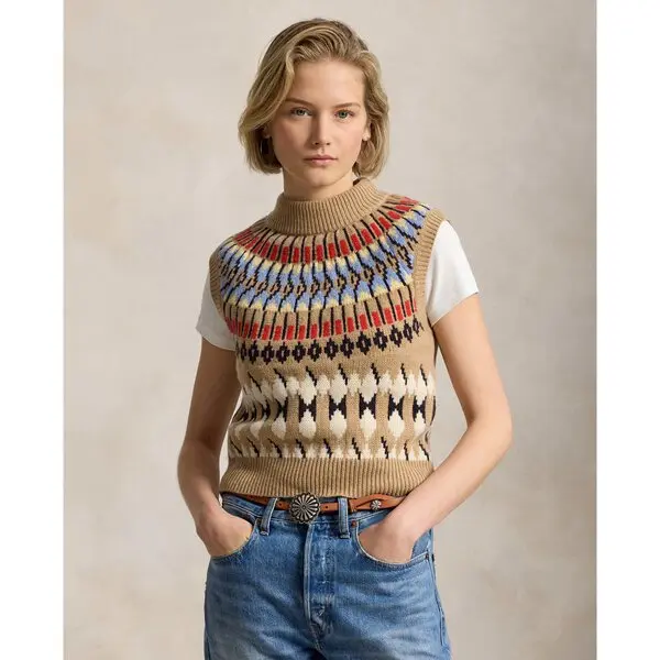 Ralph Lauren Geo-motif Wool-cashmere Mockneck