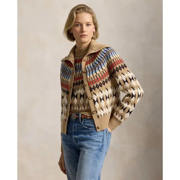 Ralph Lauren Geo-motif Wool-cashmere Cardigan