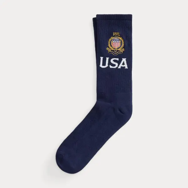 Ralph Lauren Usa Cotton-blend Crew Socks