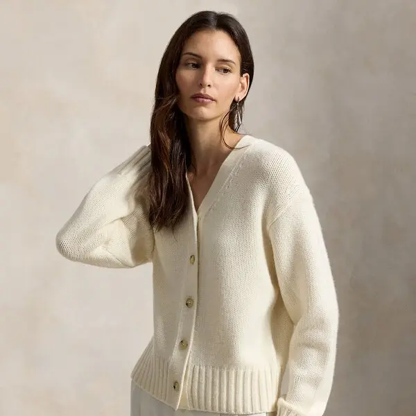 Ralph Lauren Cashmere V-neck Cardigan - Cream