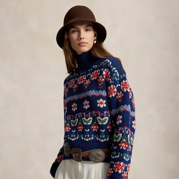 Ralph Lauren Floral Wool-blend Sweater - Blue Multi