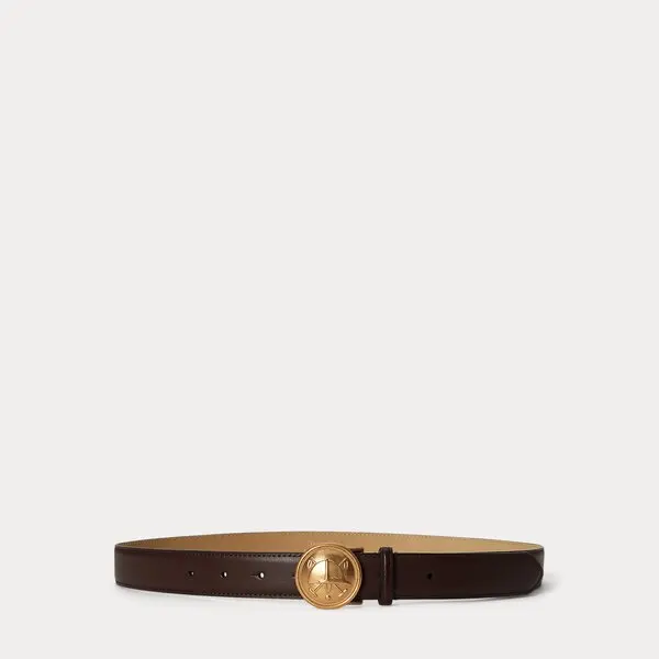 Ralph Lauren Crest Plaque-buckle Leather Belt - Chocolate