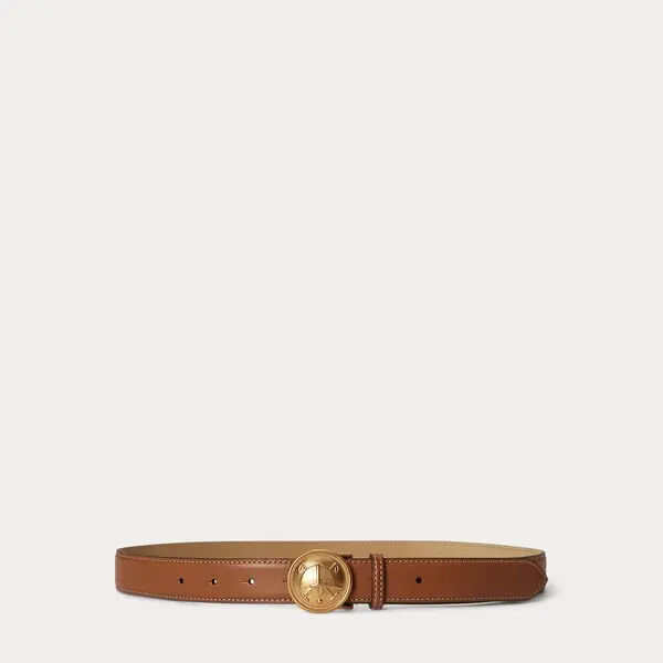 Ralph Lauren Crest Plaque-buckle Leather Belt - Cuoio