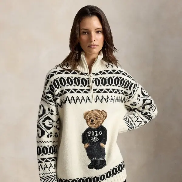 Ralph Lauren Ski Polo Bear Wool-cashmere Quarter-zip - Authentic Cream