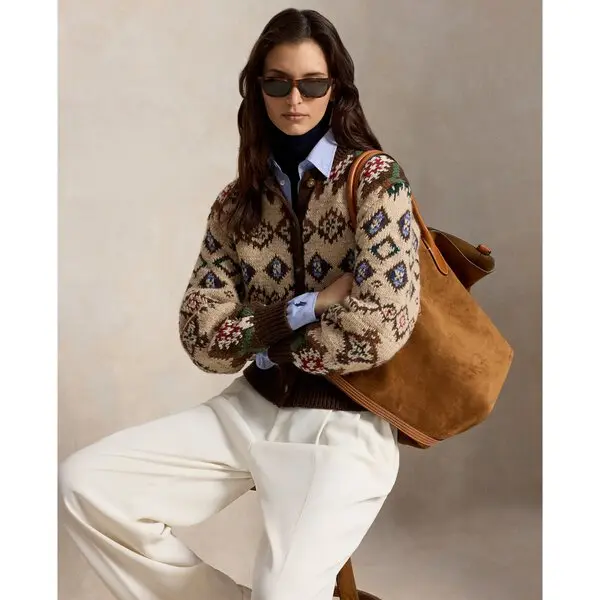 Ralph Lauren Geo-pattern Wool-cashmere Cardigan