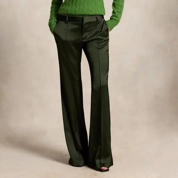 Ralph Lauren Low-rise Satin Kick-flare Pant - Evening Pine