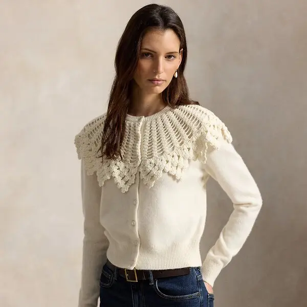 Ralph Lauren Crochet-yoke Wool-alpaca Cardigan