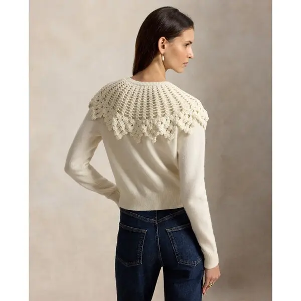 Ralph Lauren Crochet-yoke Wool-alpaca Cardigan