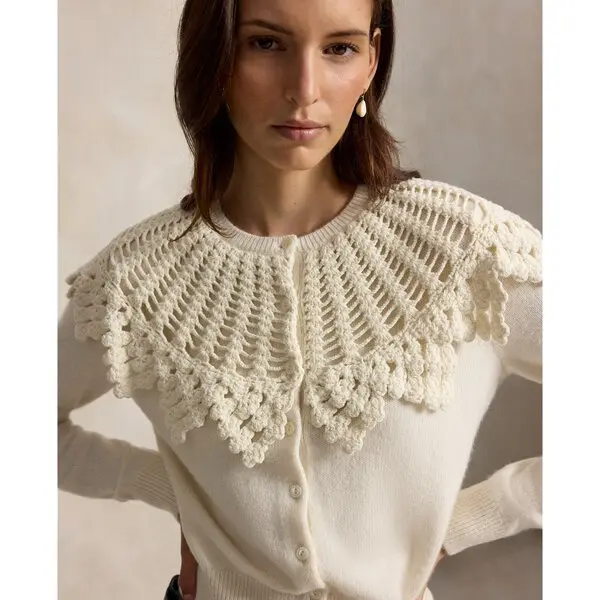Ralph Lauren Crochet-yoke Wool-alpaca Cardigan