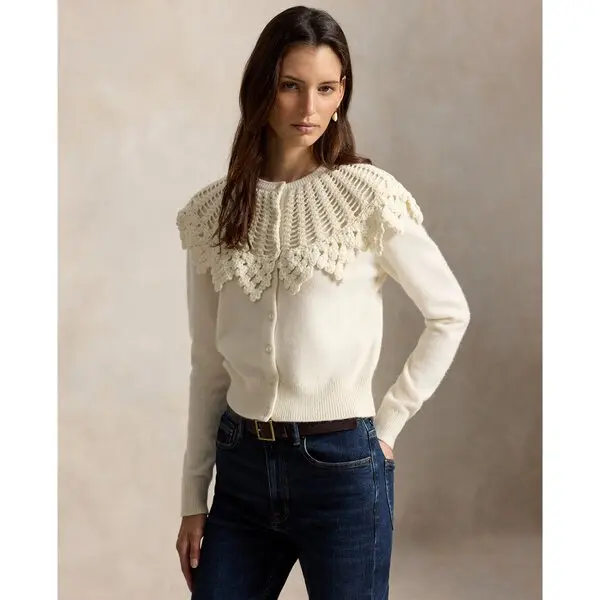Ralph Lauren Crochet-yoke Wool-alpaca Cardigan