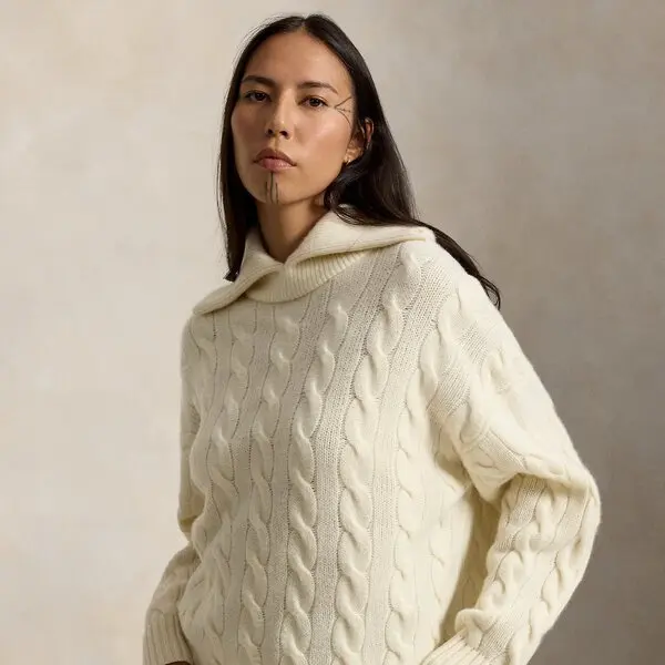 Ralph Lauren Wide-collar Cable Wool-cashmere Sweater - Authentic Cream